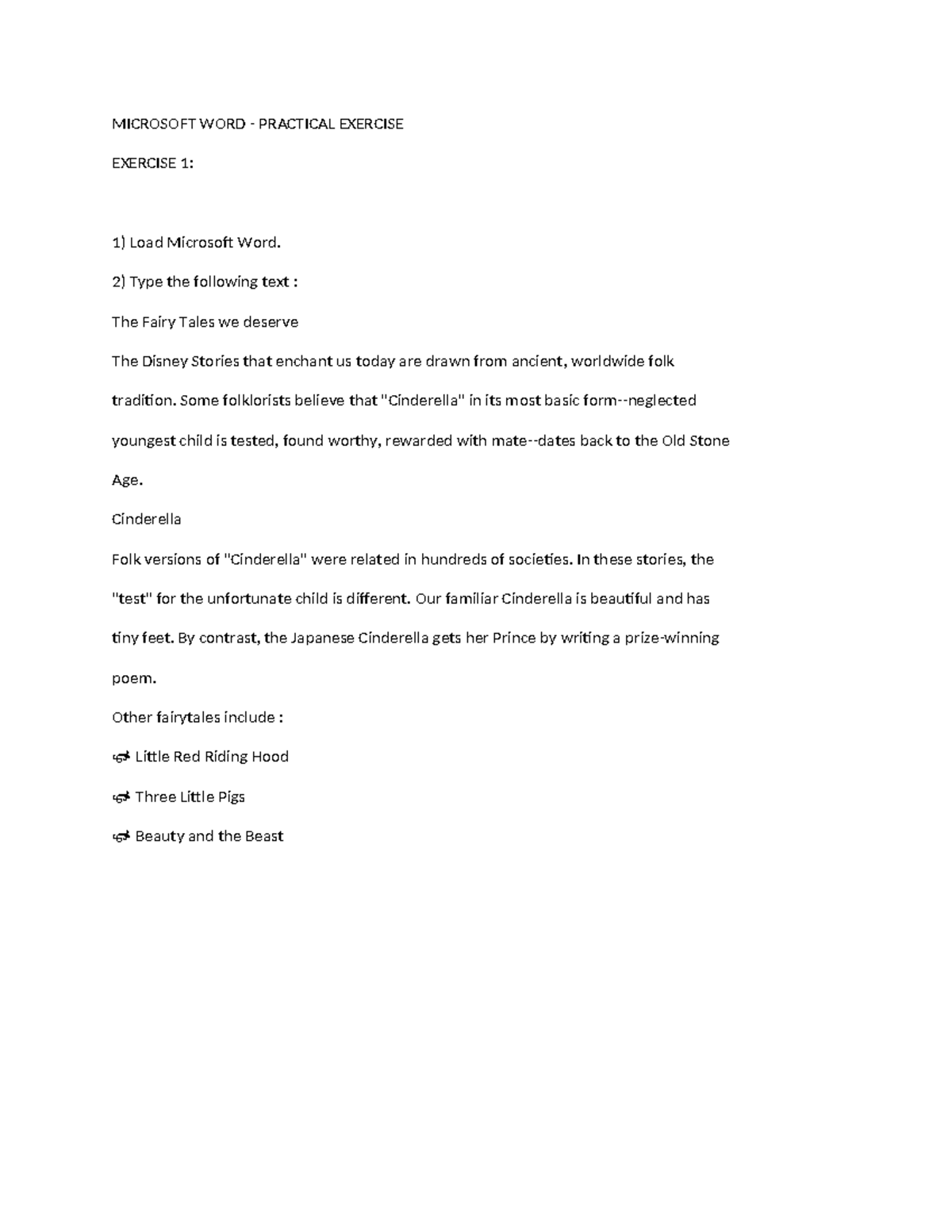 MICROSOFT WORD PRACTICAL EXERCISE 1: Test Questions - Studocu