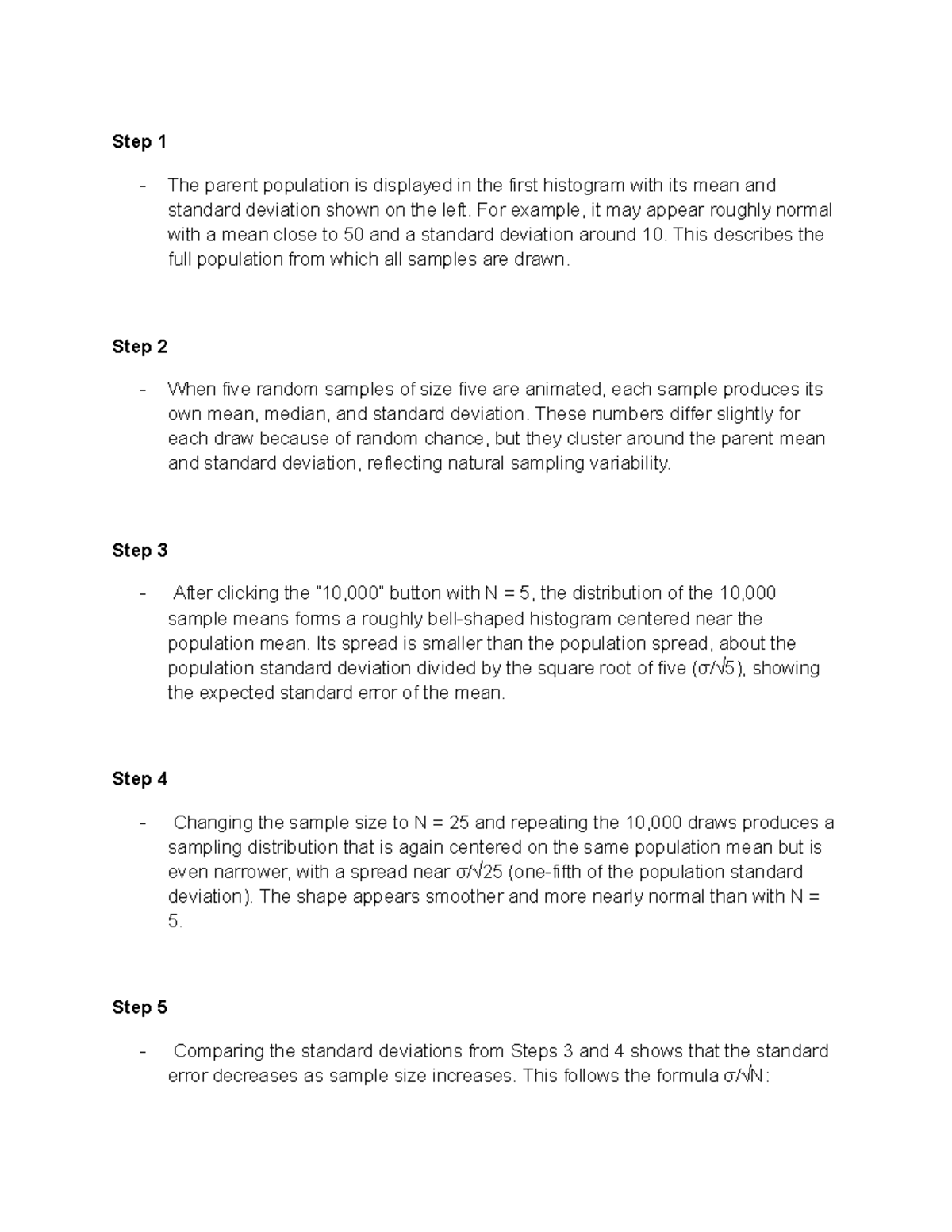 04 Lab Exercise 1: Understanding Sampling Distributions and Errors - Studocu
