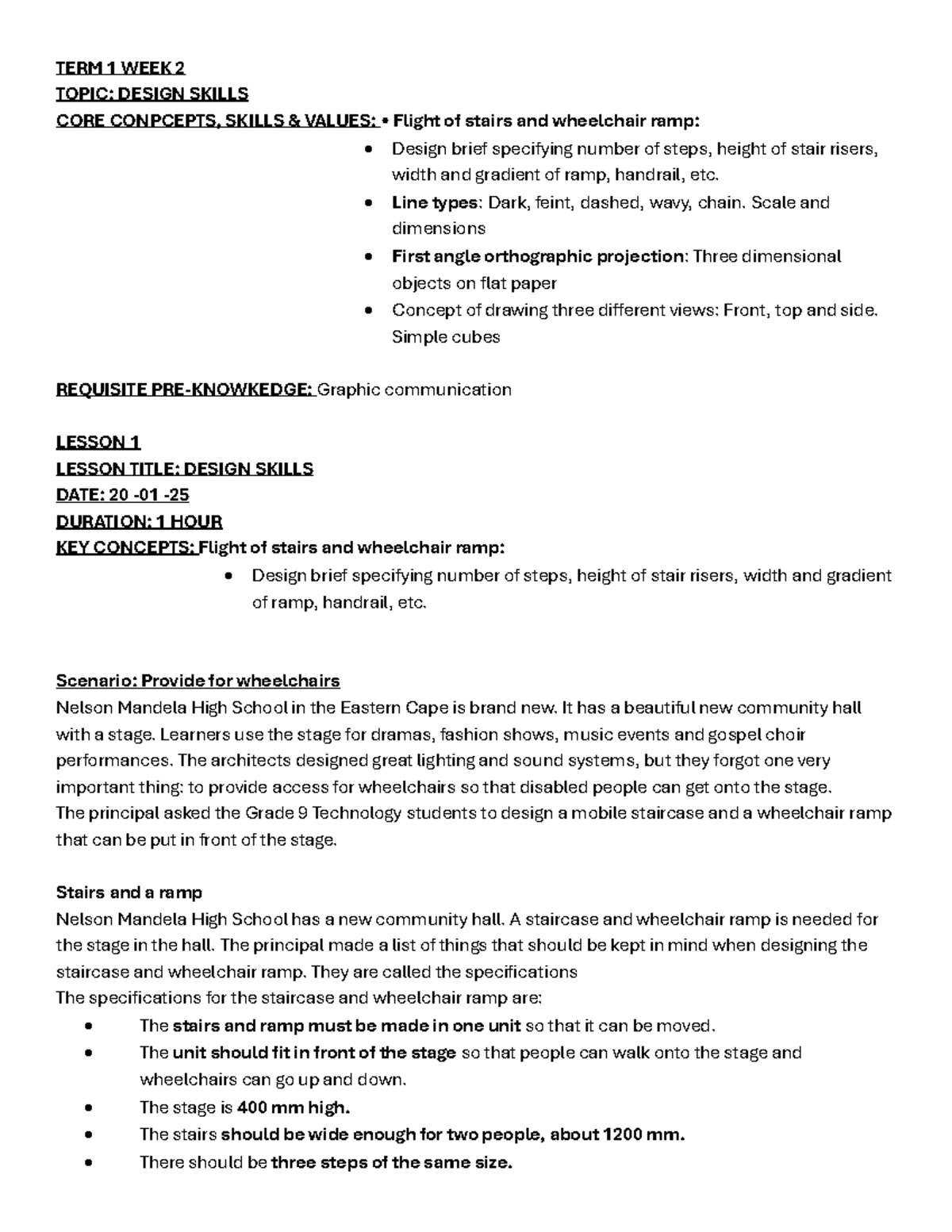 GR 9 Technology TERM 1 WEEK 2: Design Skills & Specifications for ...