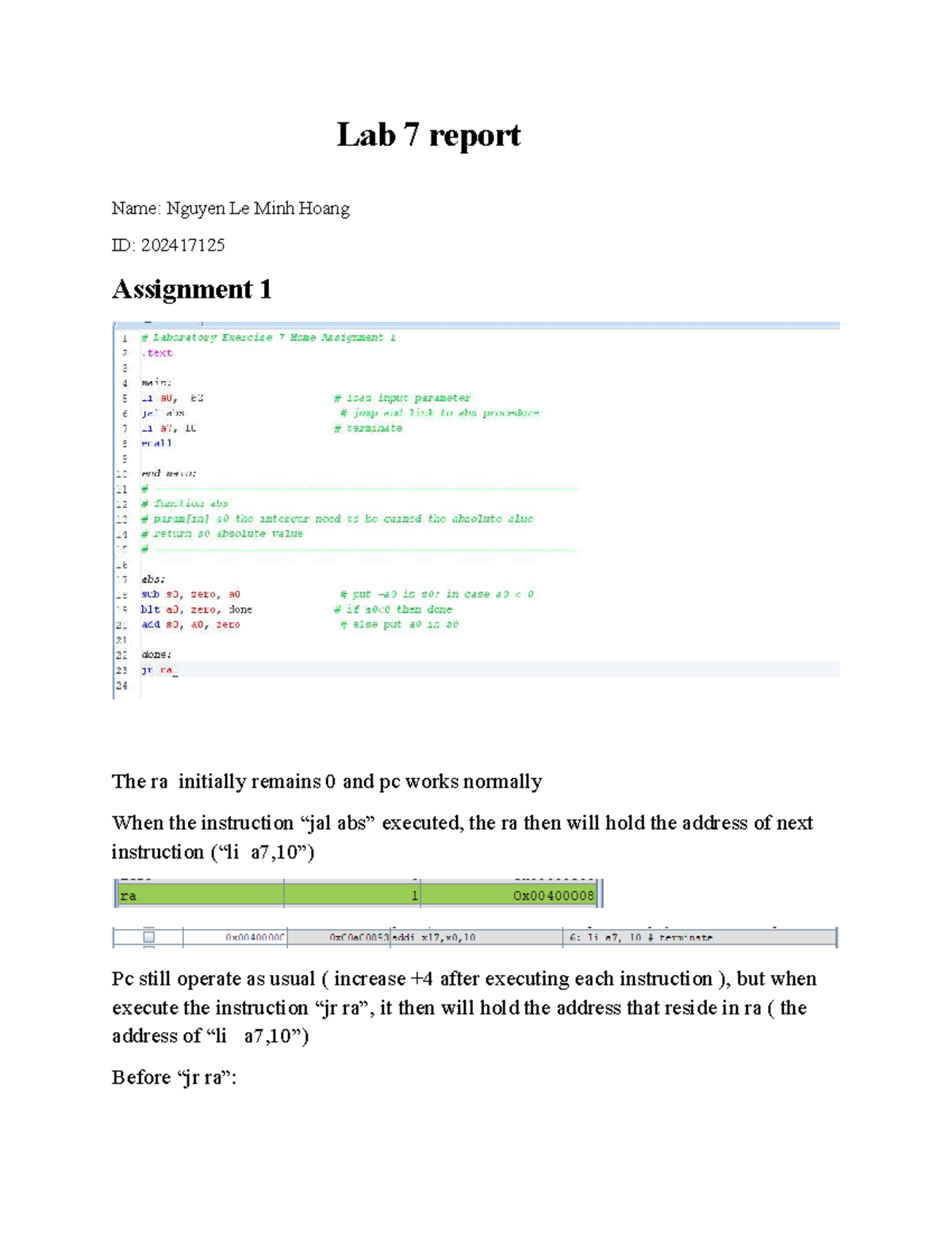 Lab 7 Report: Instruction Execution and Stack Operations - Studocu