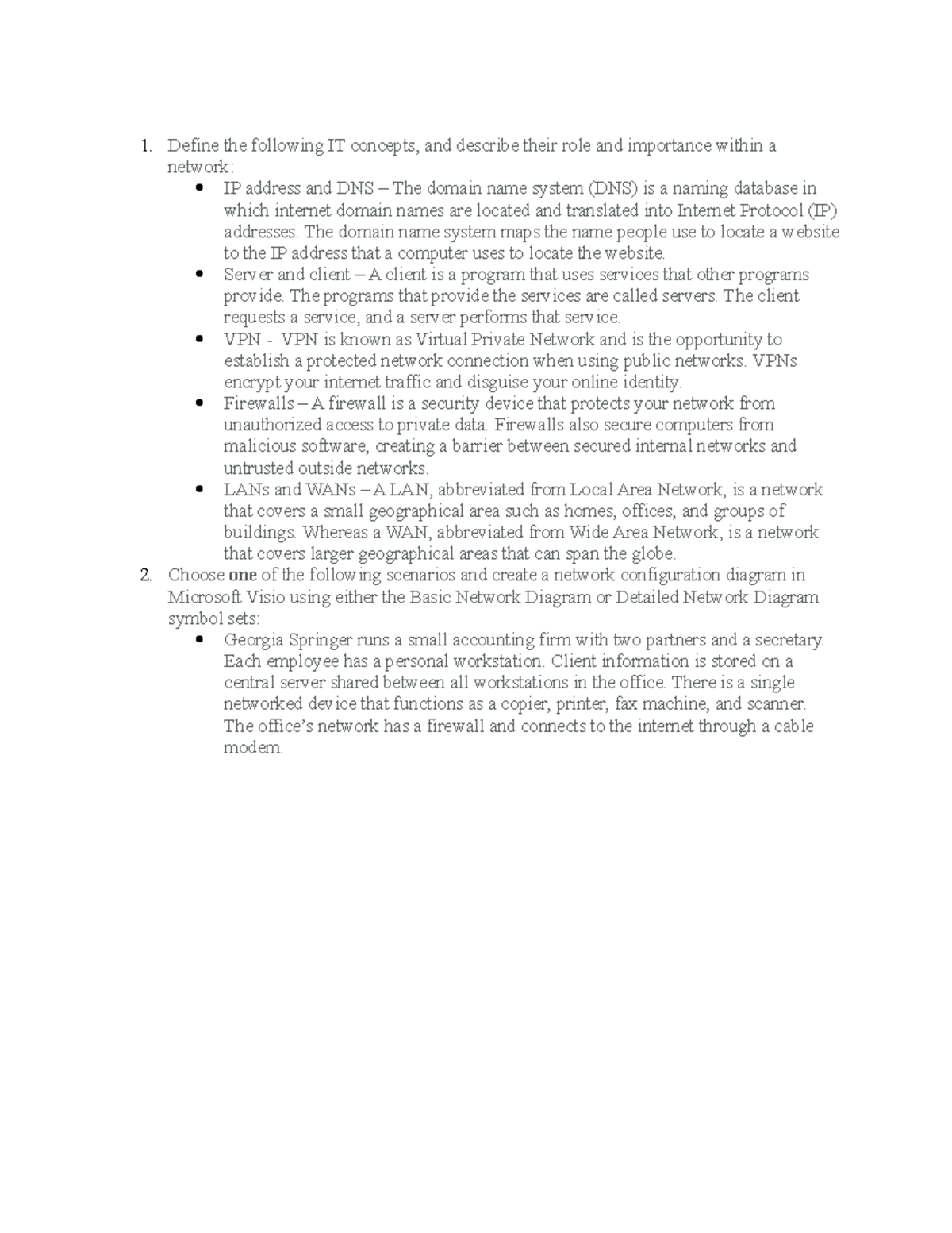 3-2 Activity: Network Configuration Model - Define the following IT ...