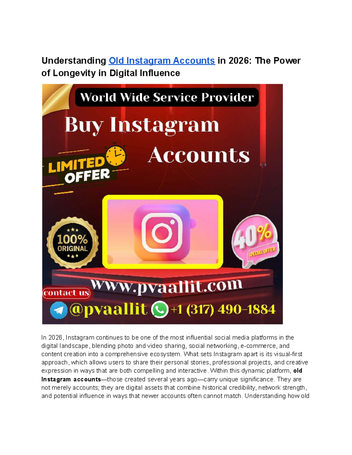 Understanding the Value of Old Instagram Accounts in 2026: A Digital ...