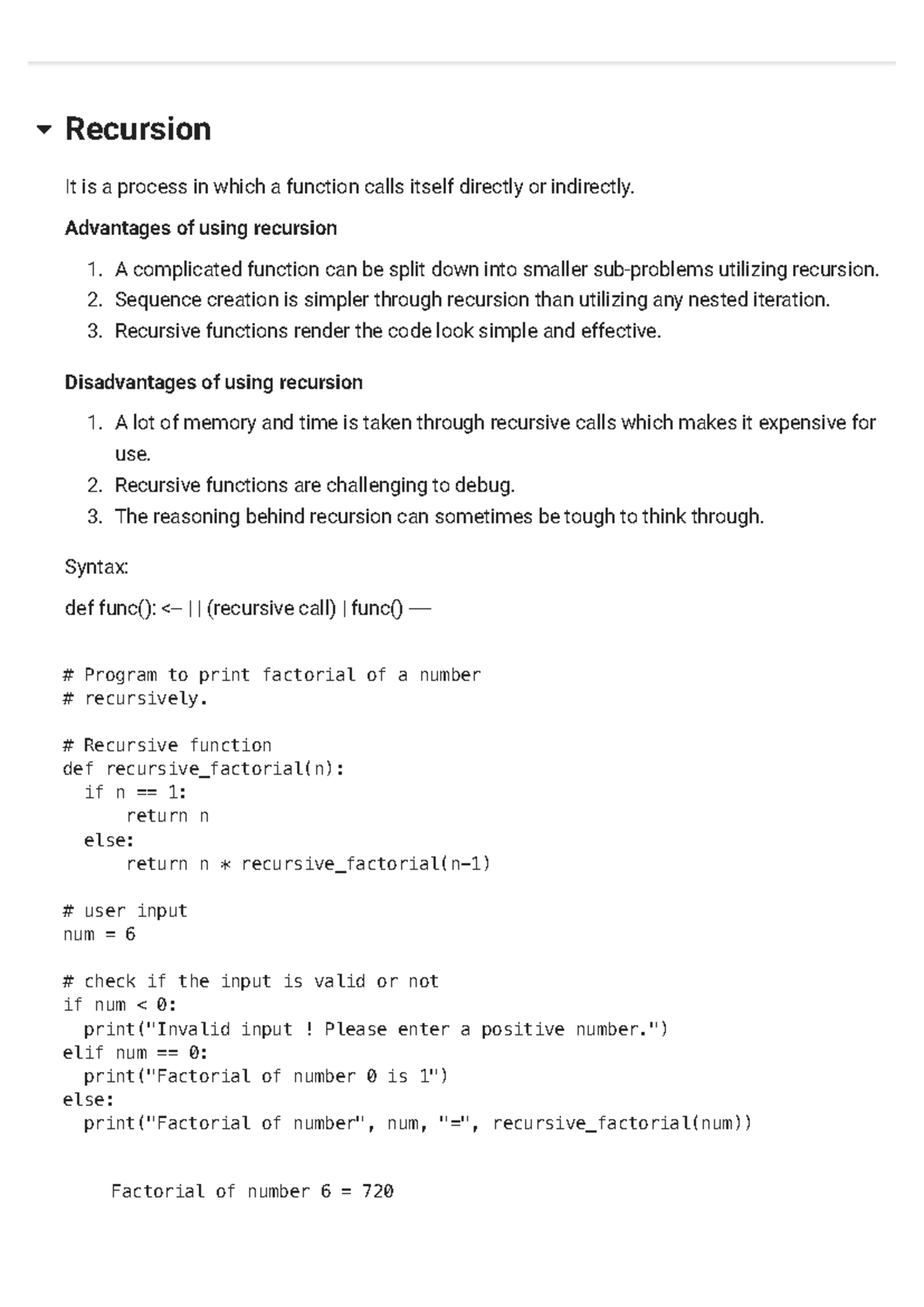 Recursion and Generators in Python: Concepts and Examples (CS101) - Studocu