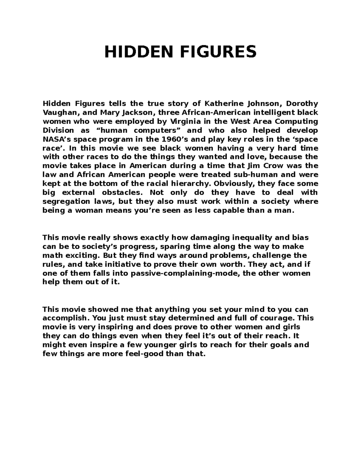 Hidden- Figures - N/A - HIDDEN FIGURES Hidden Figures tells the true ...