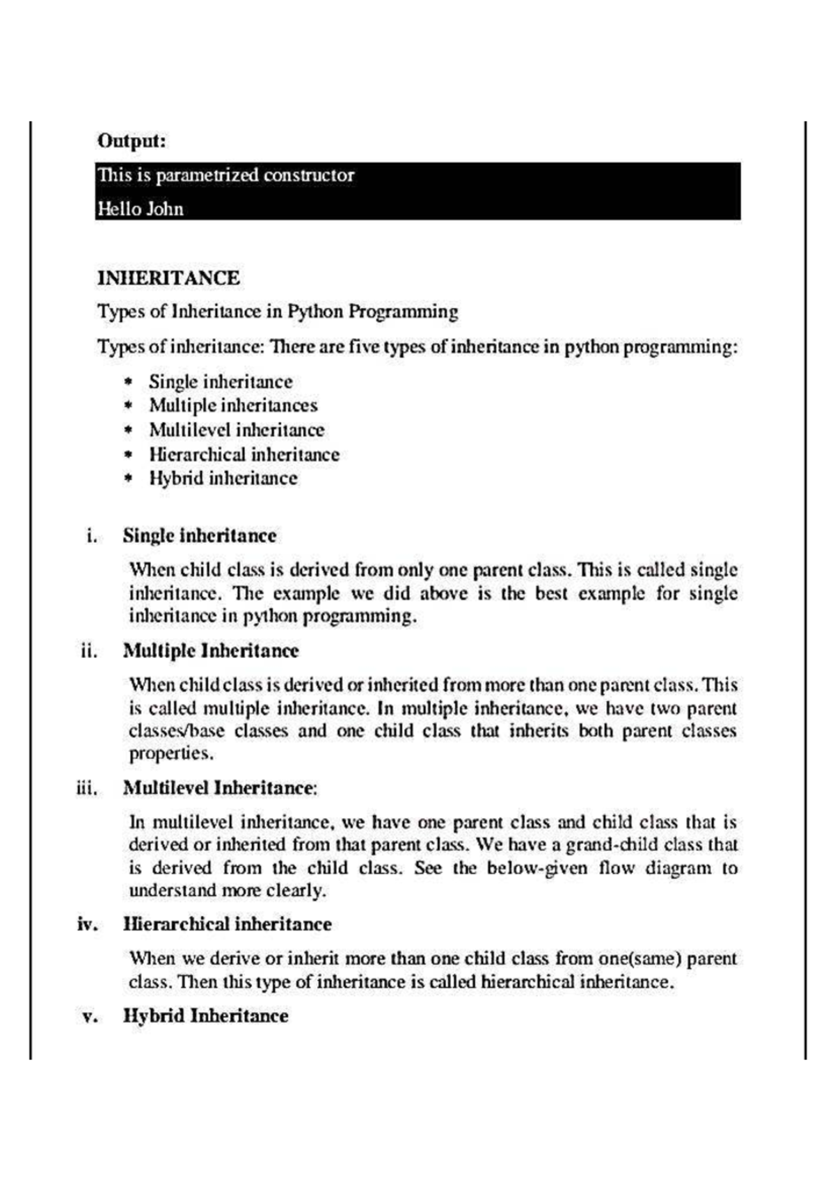 Python Programming: Types of Inheritance and Data Structures - Studocu