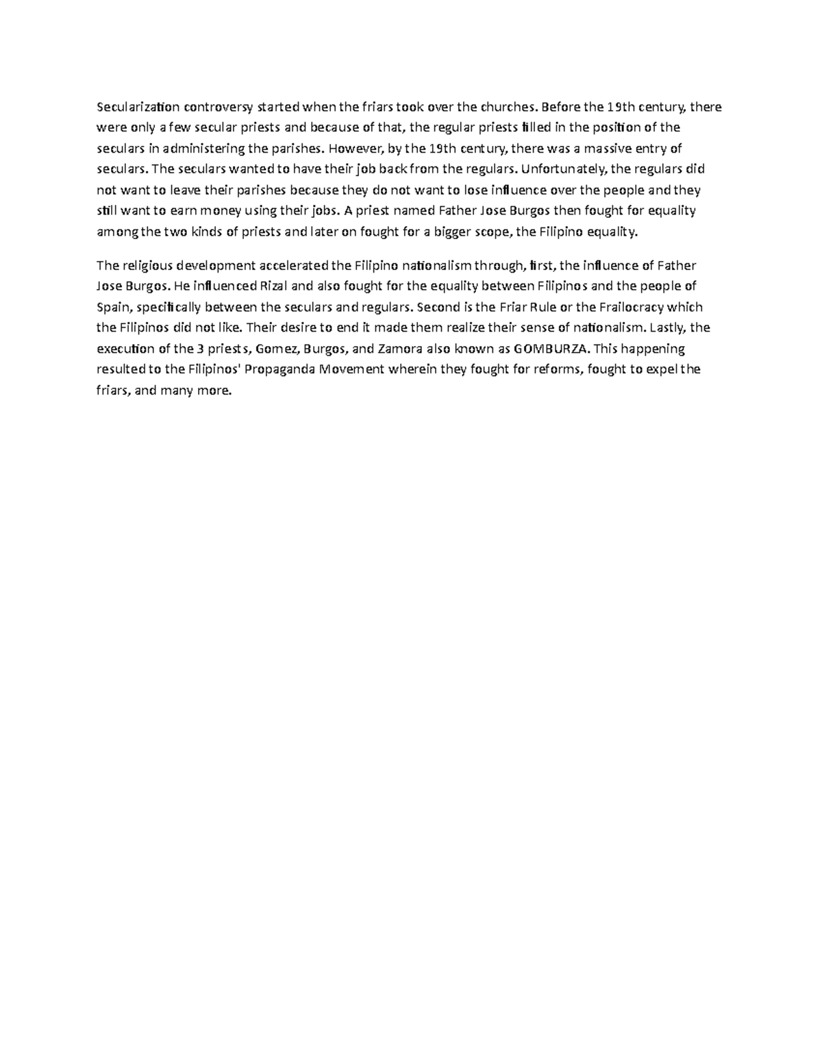 Rizal - Lecture Notes 2: The Secularization Controversy & Nationalism ...