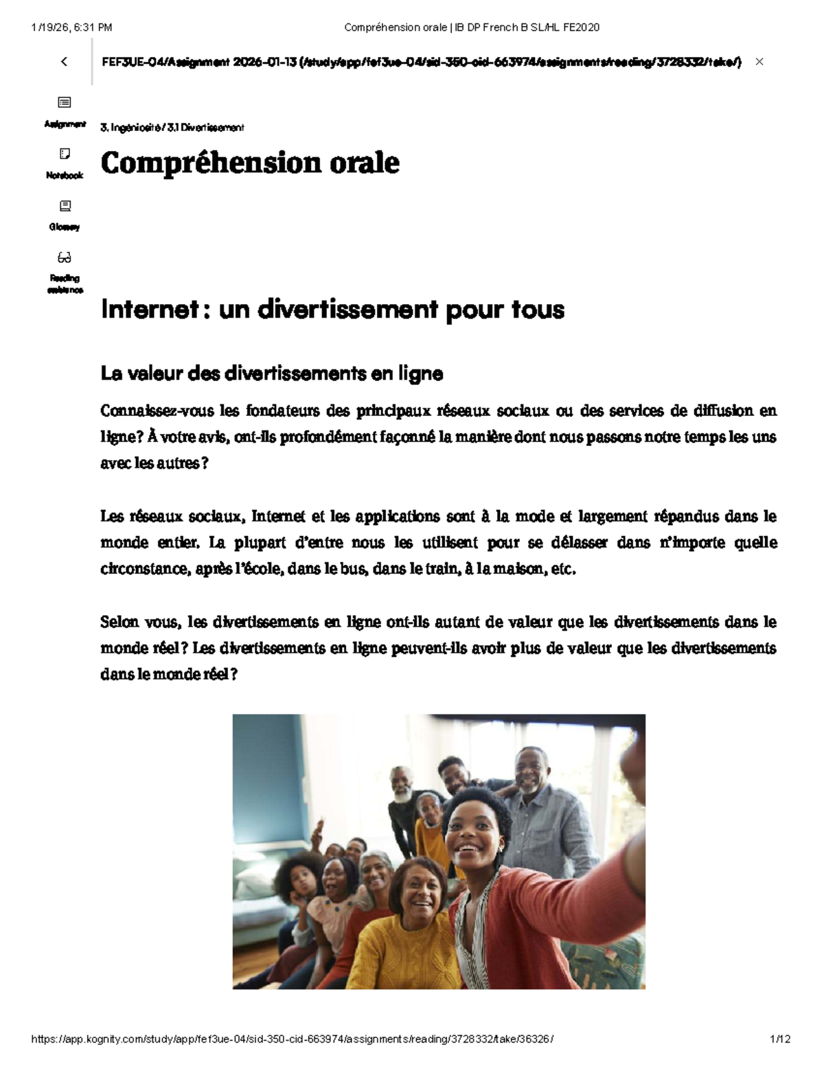 Compréhension Orale IB DP French B SL HL FE2020: Divertissement en ...