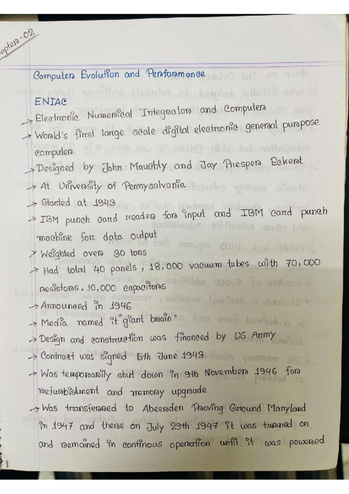 Computer Architecture: Chapter 2 - Evolution of ENIAC and Beyond - Studocu