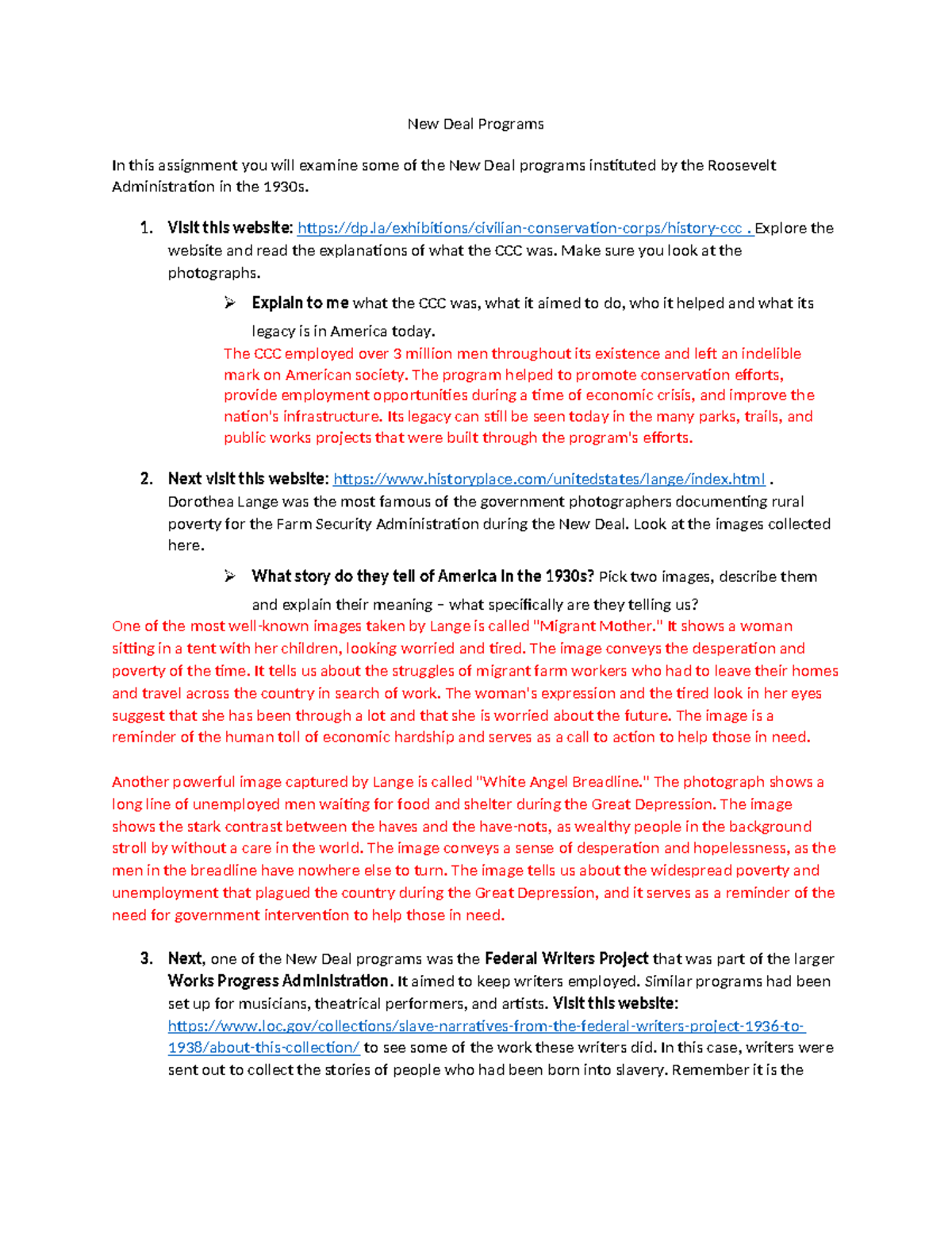 New Deal Programs Assignment: Analyzing Their Impact and Legacy - Studocu