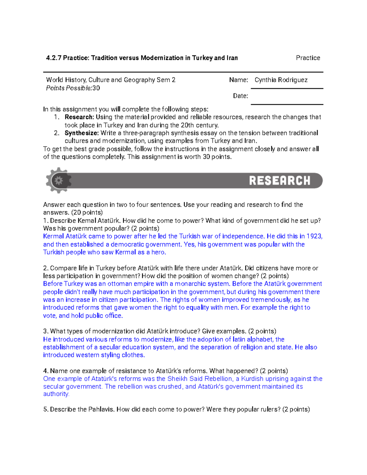 4.2.7 Research & Synthesis: Tradition vs. Modernization in Turkey ...