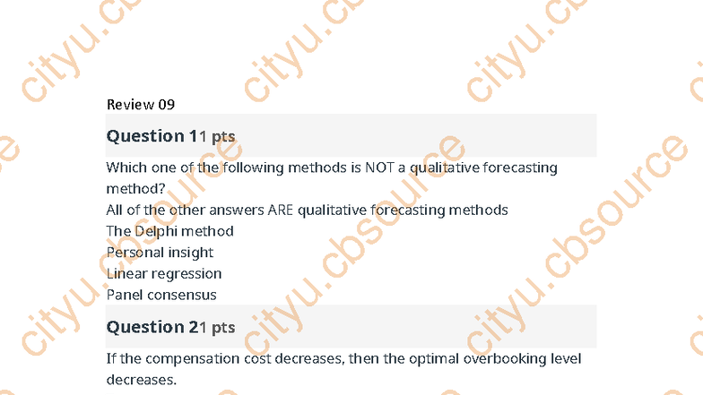 Revenue Management Concepts Review 09 - Studocu