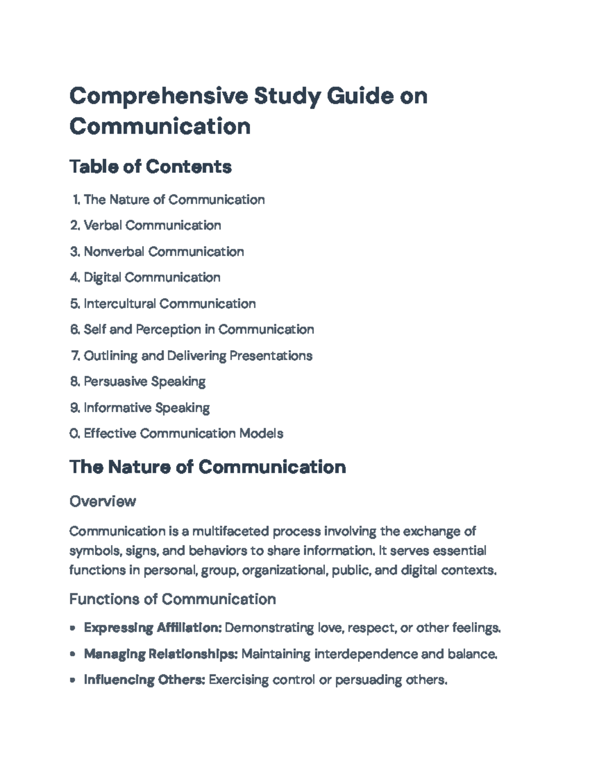 Comprehensive Communication Study Guide: Key Concepts & Models (COMM ...