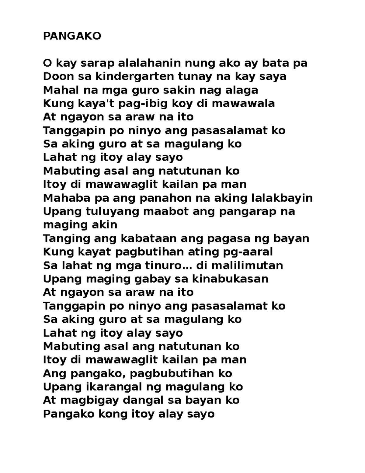 Pangako - vjvm - PANGAKO O kay sarap alalahanin nung ako ay bata pa ...