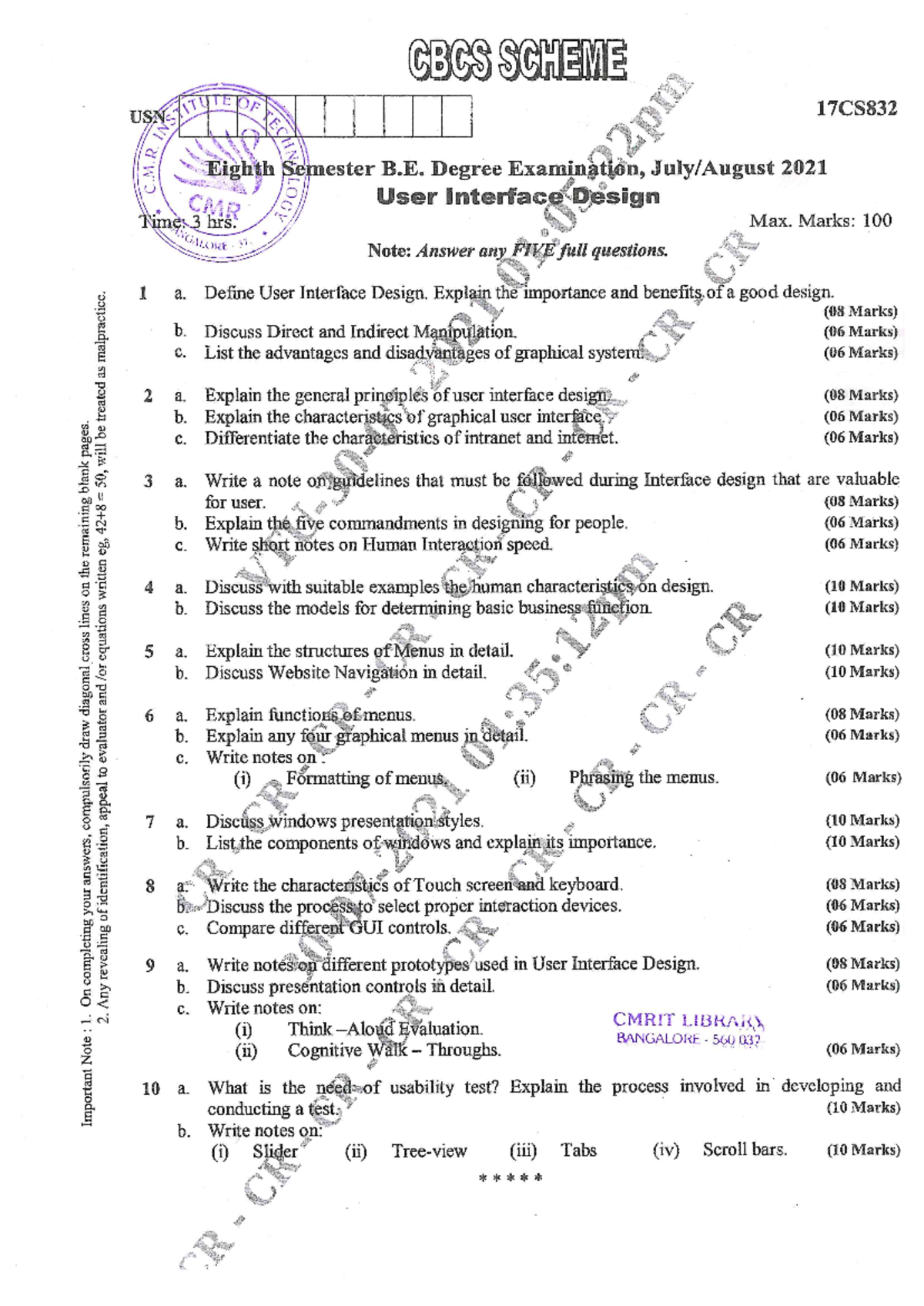 VTU QP 17CS832 User Interface Design Jun 2021 Exam - Studocu