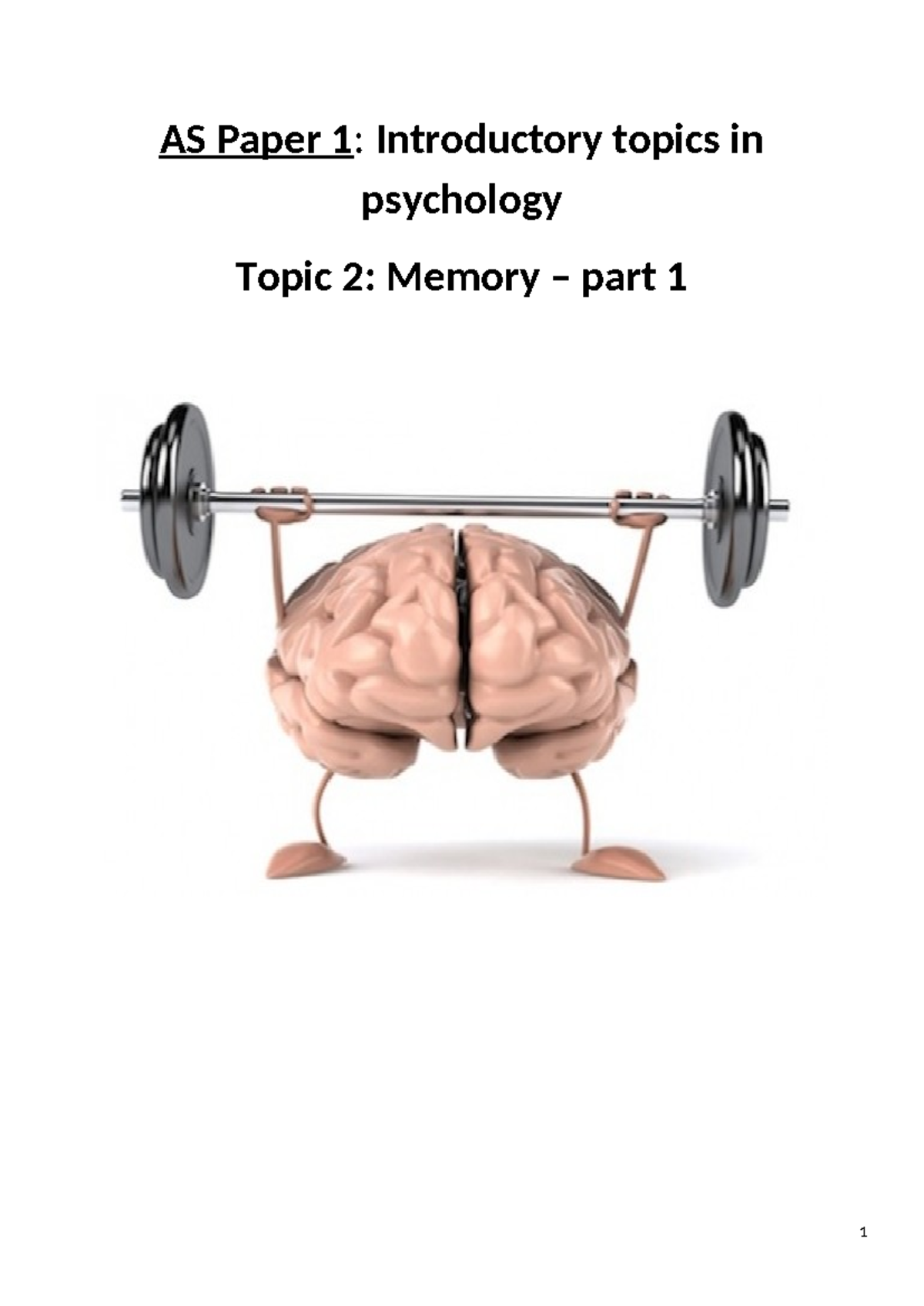 Memory booklet part 1 2019 - AS Paper 1: Introductory topics in ...