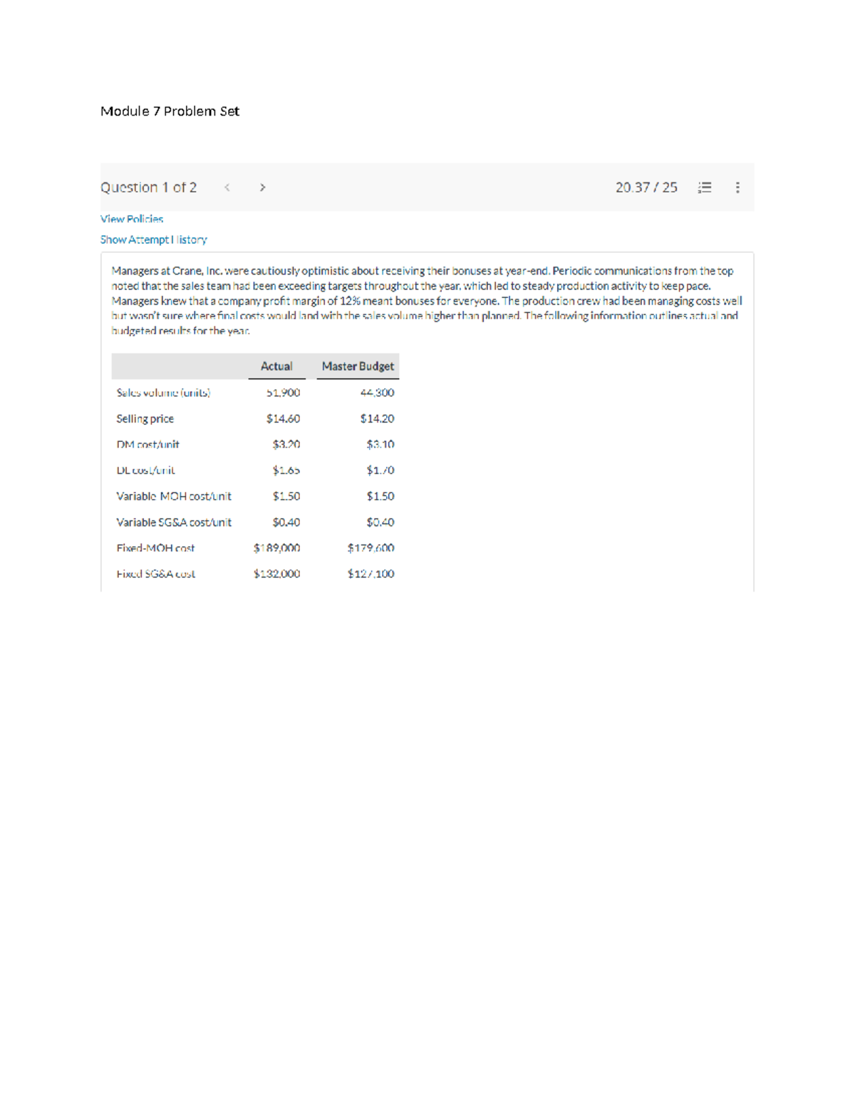 Module 7 Problem Set: Flexible Budget & Variance Analysis - Studocu