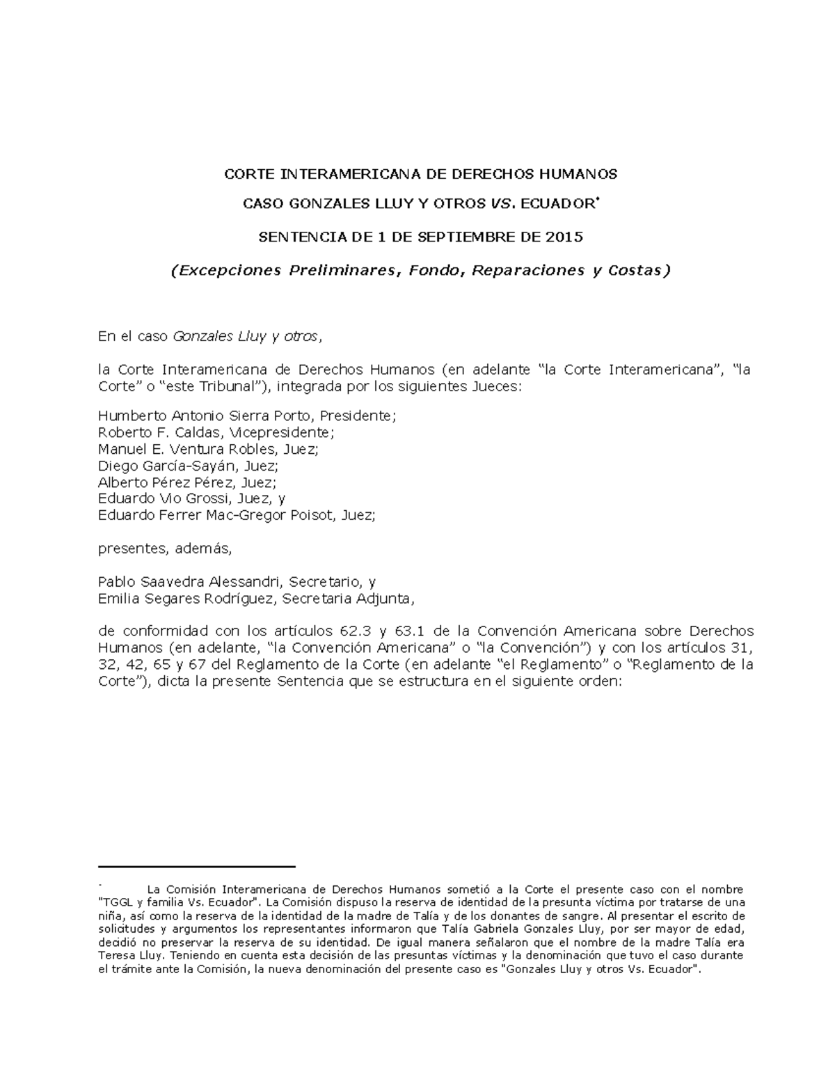 Título: Análisis del Caso Gonzales Lluy y Otros Vs. Ecuador: Sentencia de la - Studocu