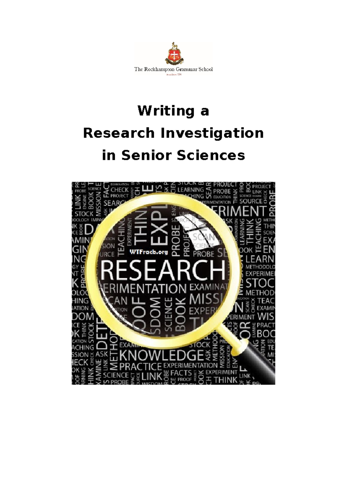 Research Investigation Guide for Year 10-12 Science (SCI101) - Studocu