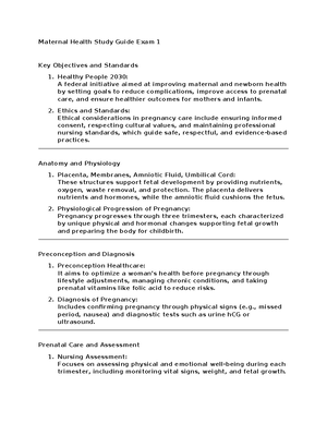 Study Guide OB module 9 - notes - Study Guide: Module 9 – Women’s ...