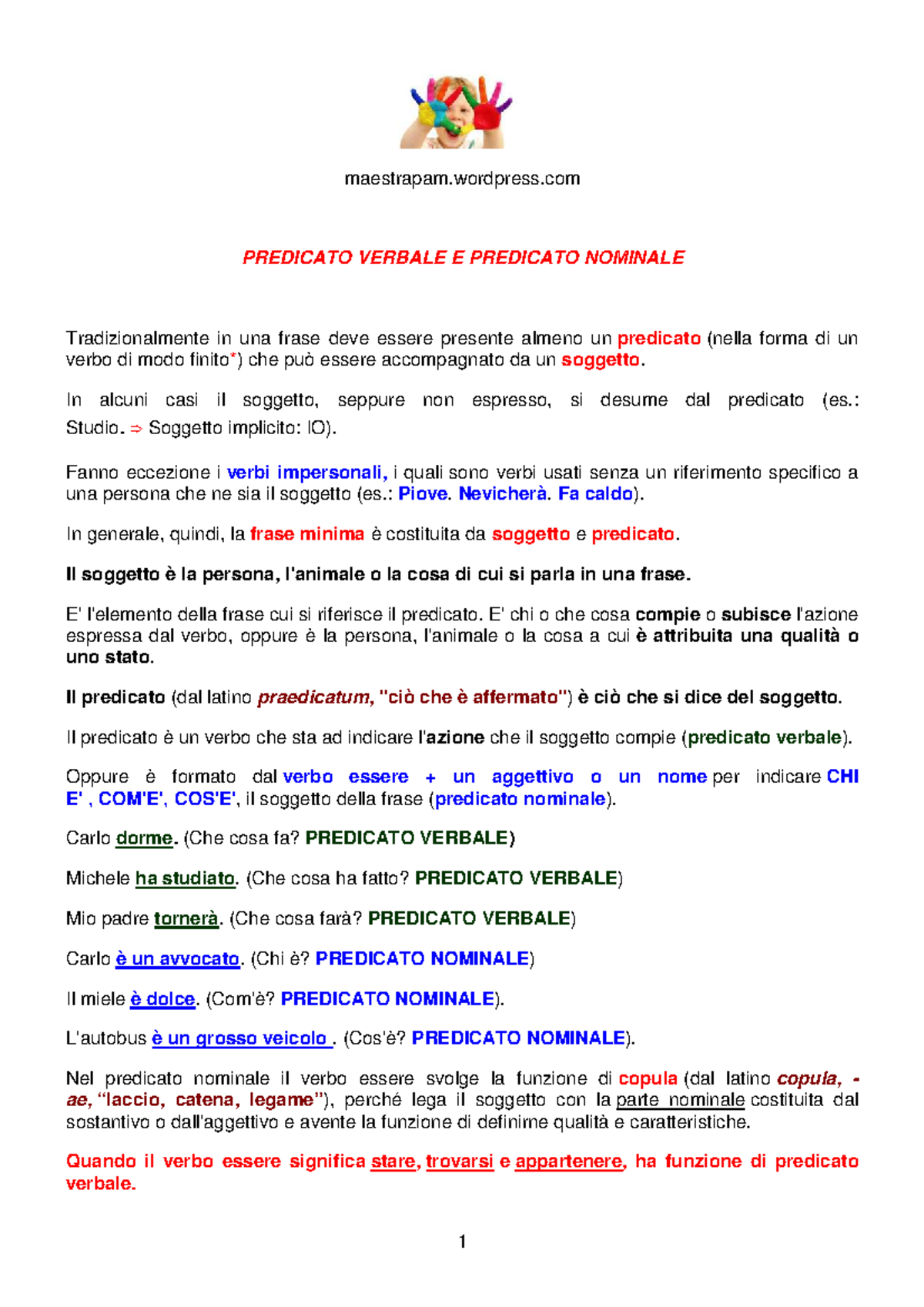 Predicato Verbale e Nominale: Analisi e Esempi - Studocu