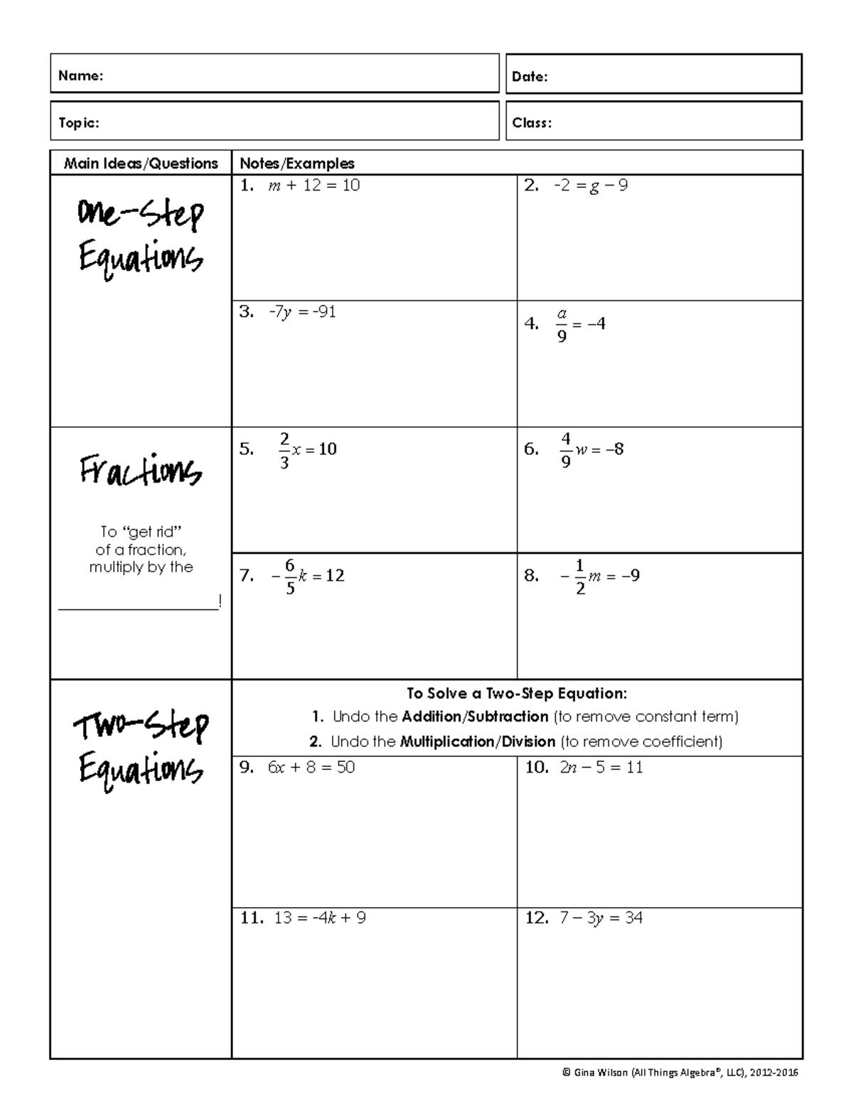 MATH 101: Intro to Equations - Key Concepts and Solutions - Studocu