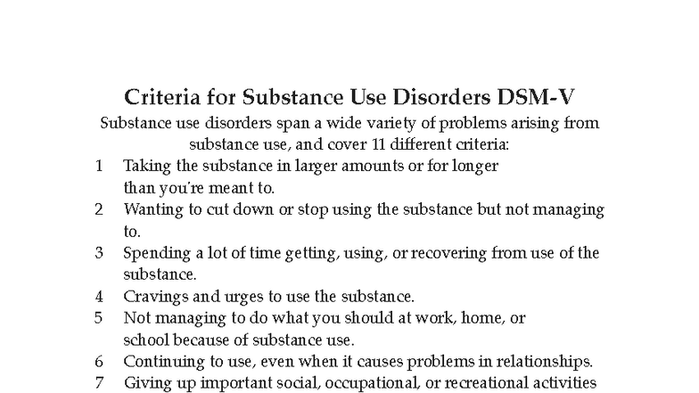 Criteria for Substance Use Disorders: Understanding Severity Levels ...
