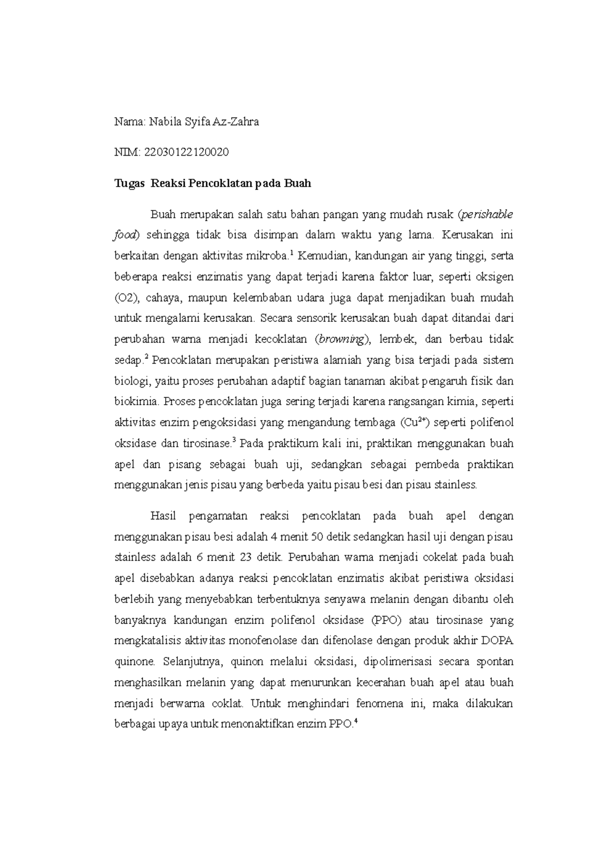 Tugas Reaksi Pencoklatan Buah dengan Berbagai Jenis Pisau - Studocu