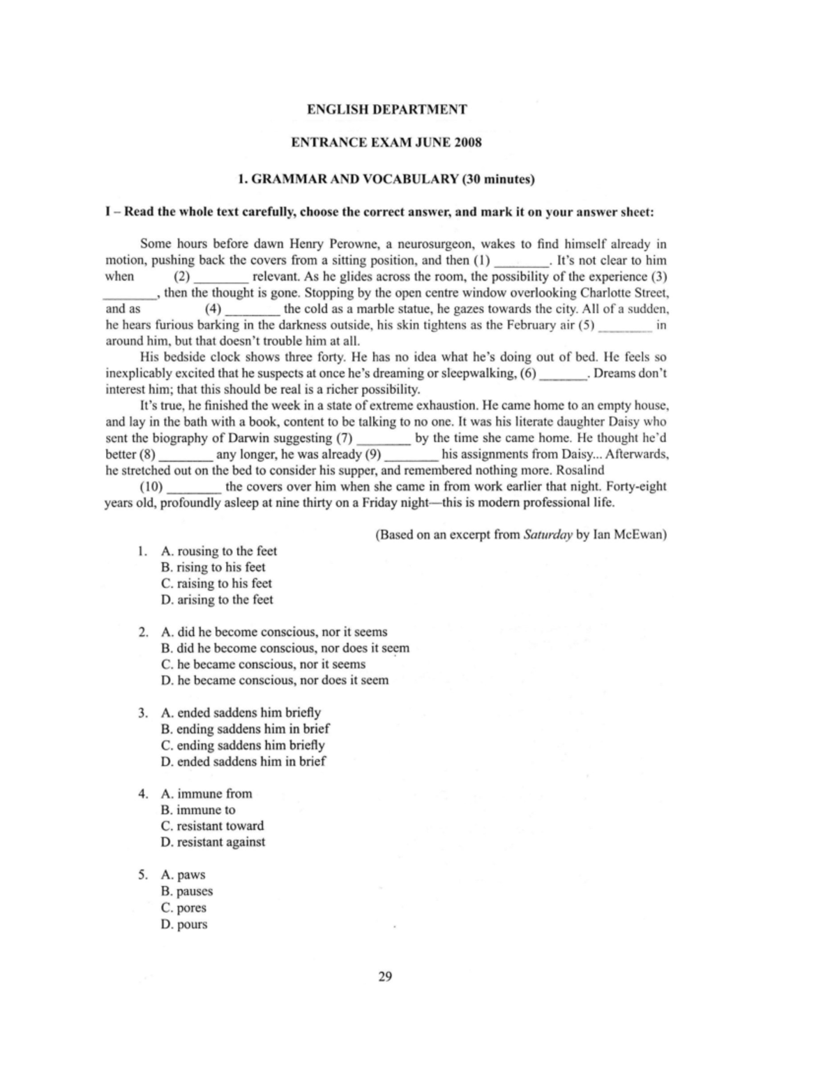 Pdfcoffee - sdasdasdas - ENGLISH DEPARTMENT ENTRANCE EXAM JUNE 2008 1 ...