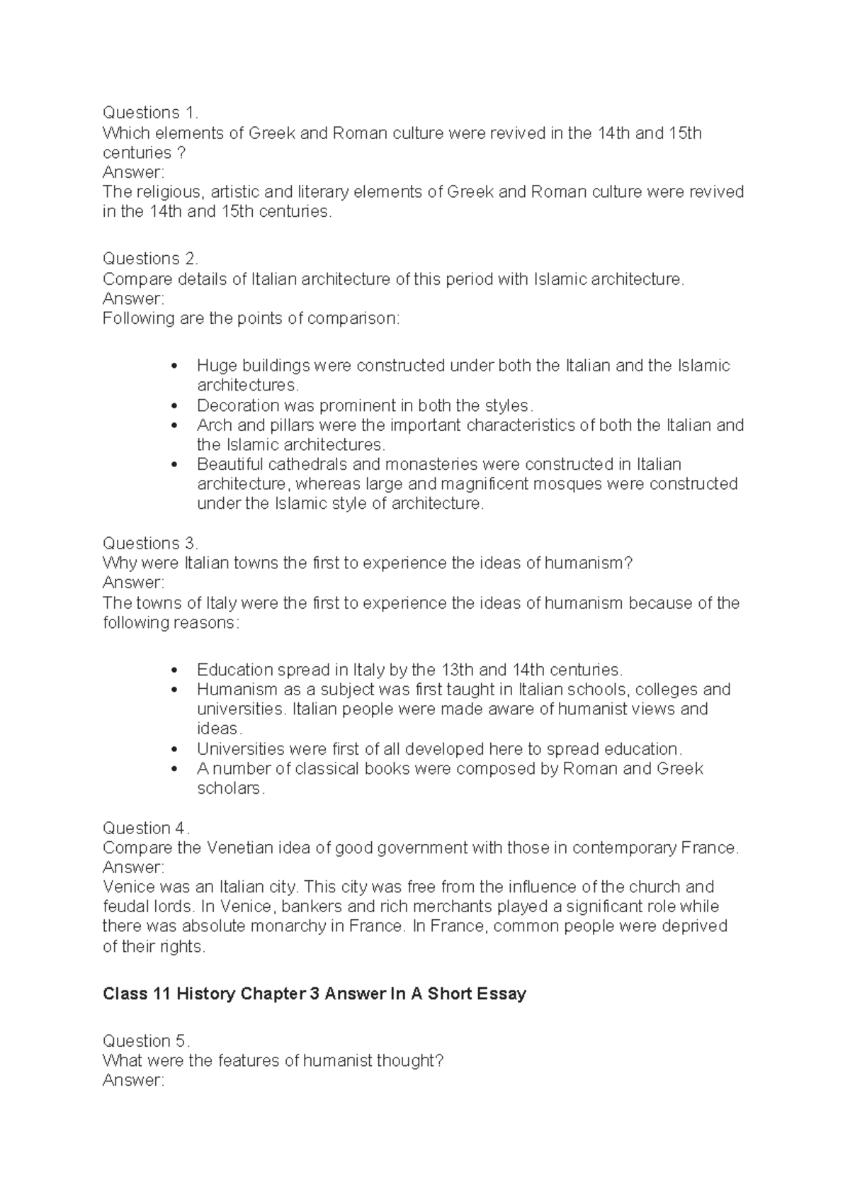 History chapter 7 - Questions 1. Which elements of Greek and Roman ...