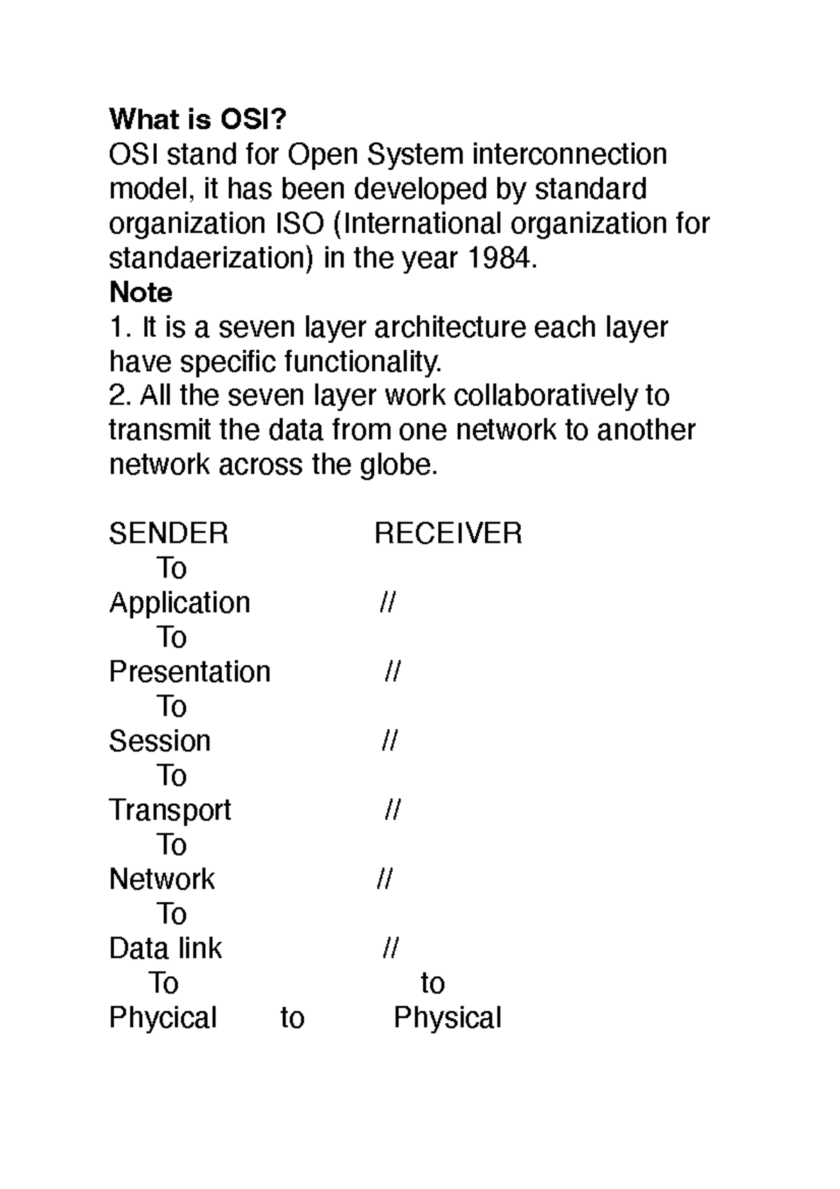 OSI model pdf - created by me - What is OSI? OSI stand for Open System ...