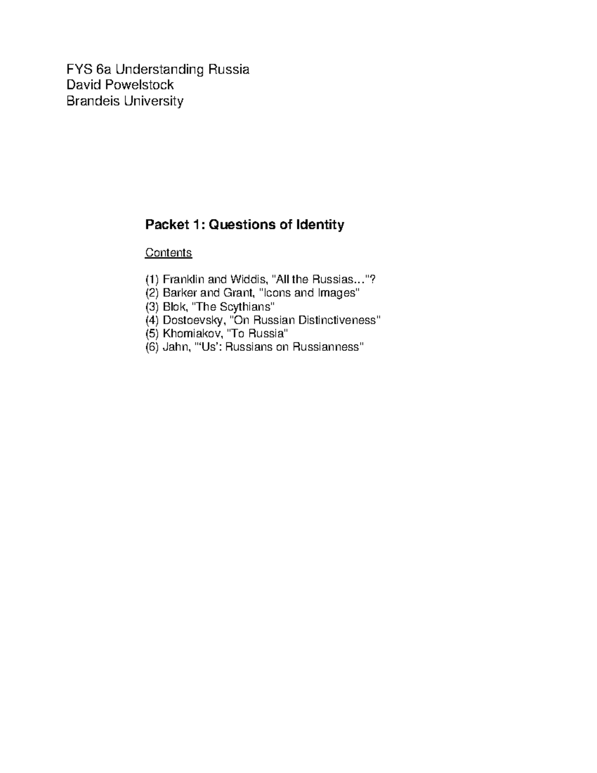 Exploring National Identity in Russia: A Cultural Perspective (FYS 6A ...