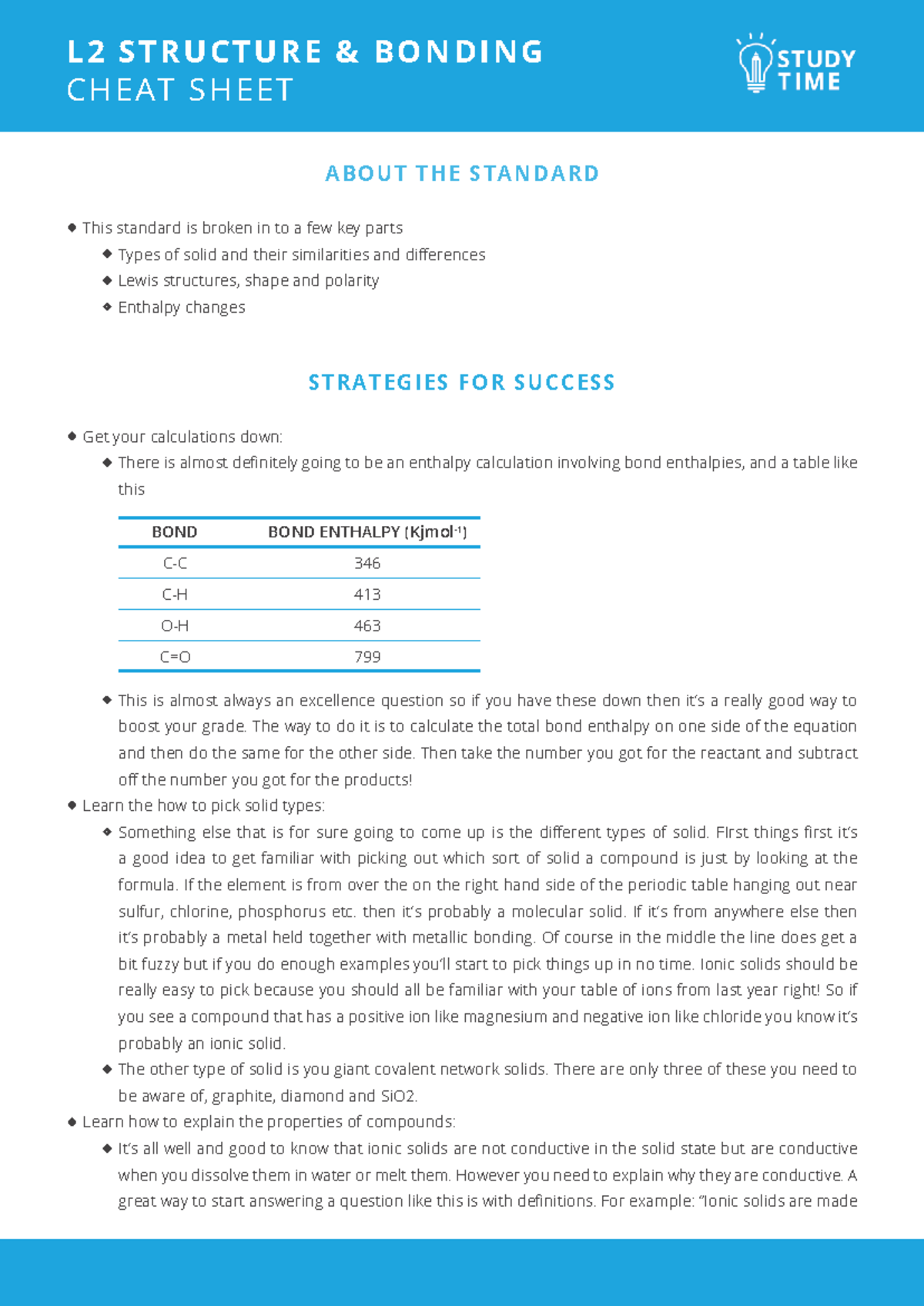 L2 Structure Bonding Cheat Sheet: Key Concepts & Strategies - Studocu