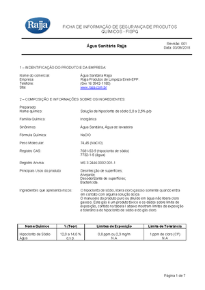 FISPQ - Ficha de Informações de Segurança do Álcool em Gel 70° GL Flop ...