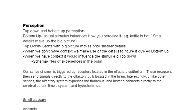 PYSU1102 - Perception: Top-Down and Bottom-Up Processes Explained - Studocu
