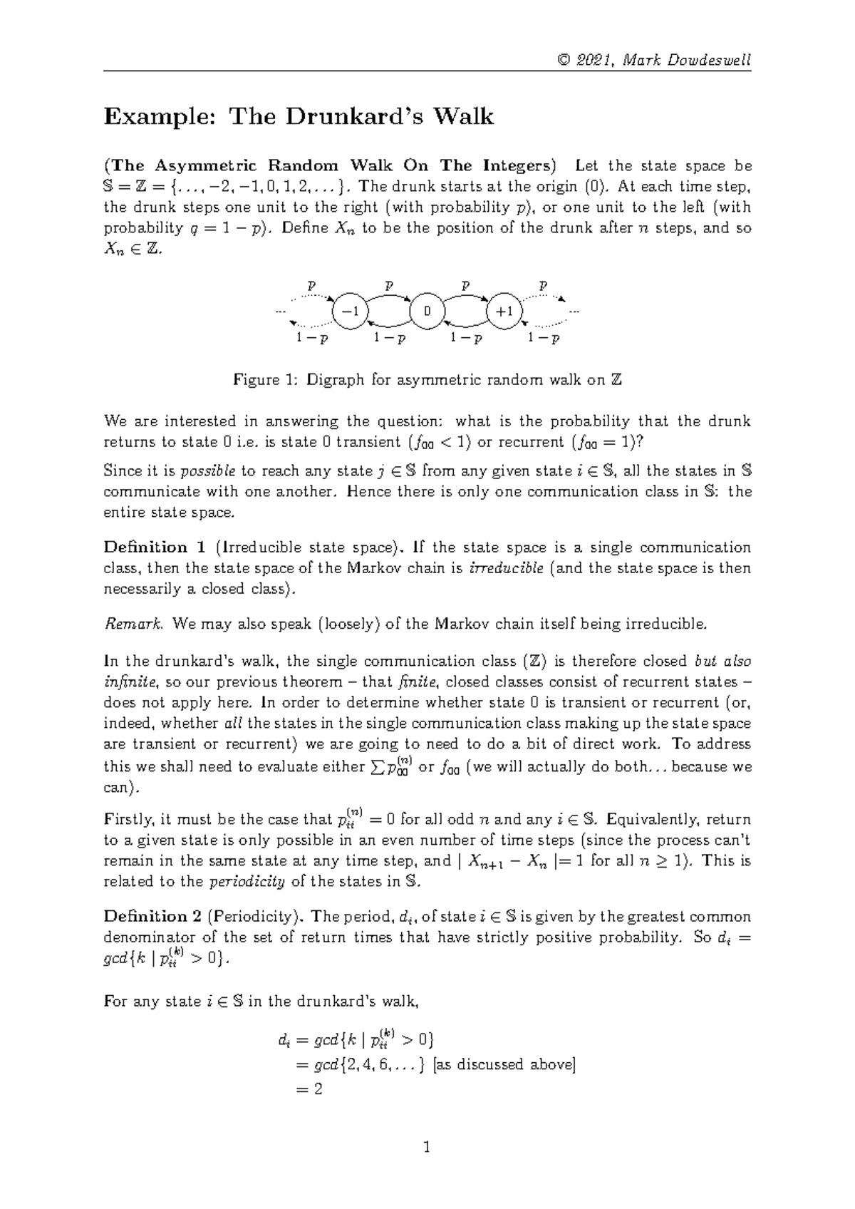 Asymmetric Random Walk Analysis: Example Drunkard's Walk (2021) - Studocu