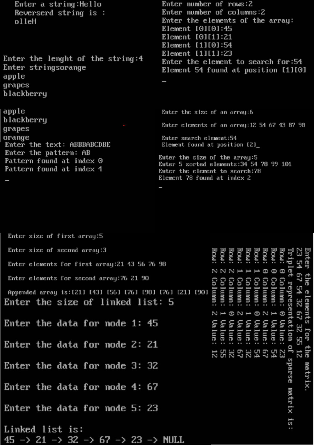 CS101: Output of String and Array Manipulation Program - Studocu