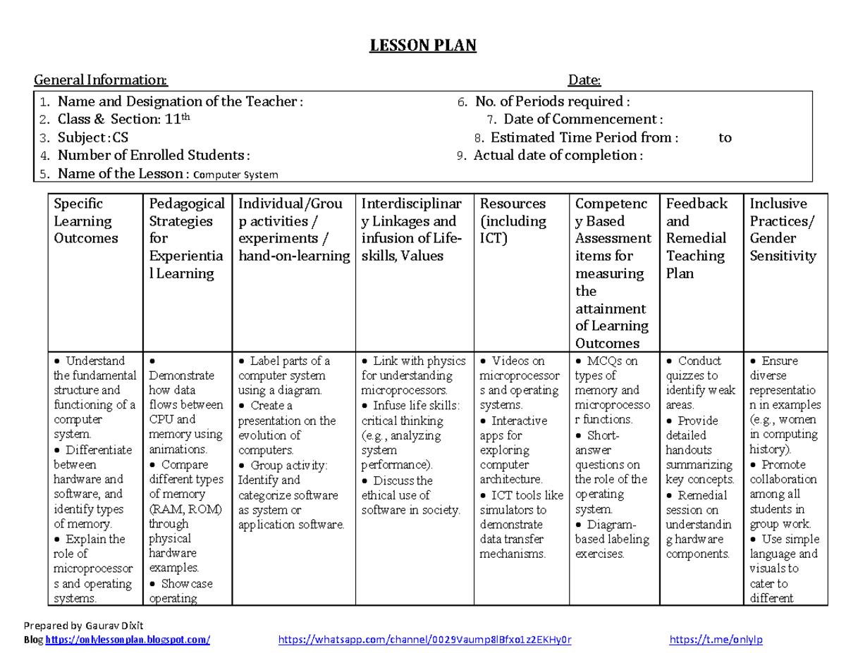 11th CS Lesson Plans: Computer Systems, Emerging Tech, Problem Solving ...