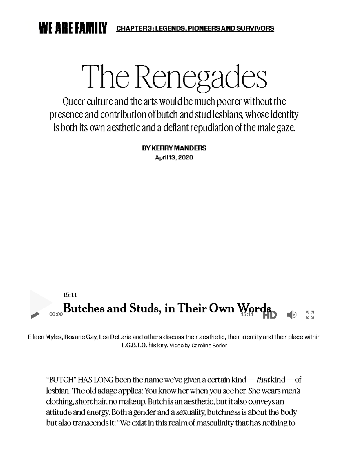 WE ARE FAMILY CHAPTER 3: EXPLORING BUTCH IDENTITY AND AESTHETICS - Studocu