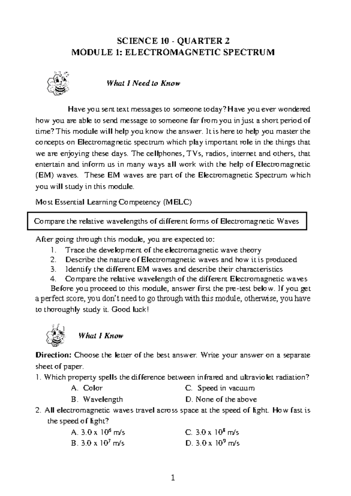 MOD1 Science 10 Q2 Electromagnetic Spectrum Spectrum - SCIENCE 10 ...