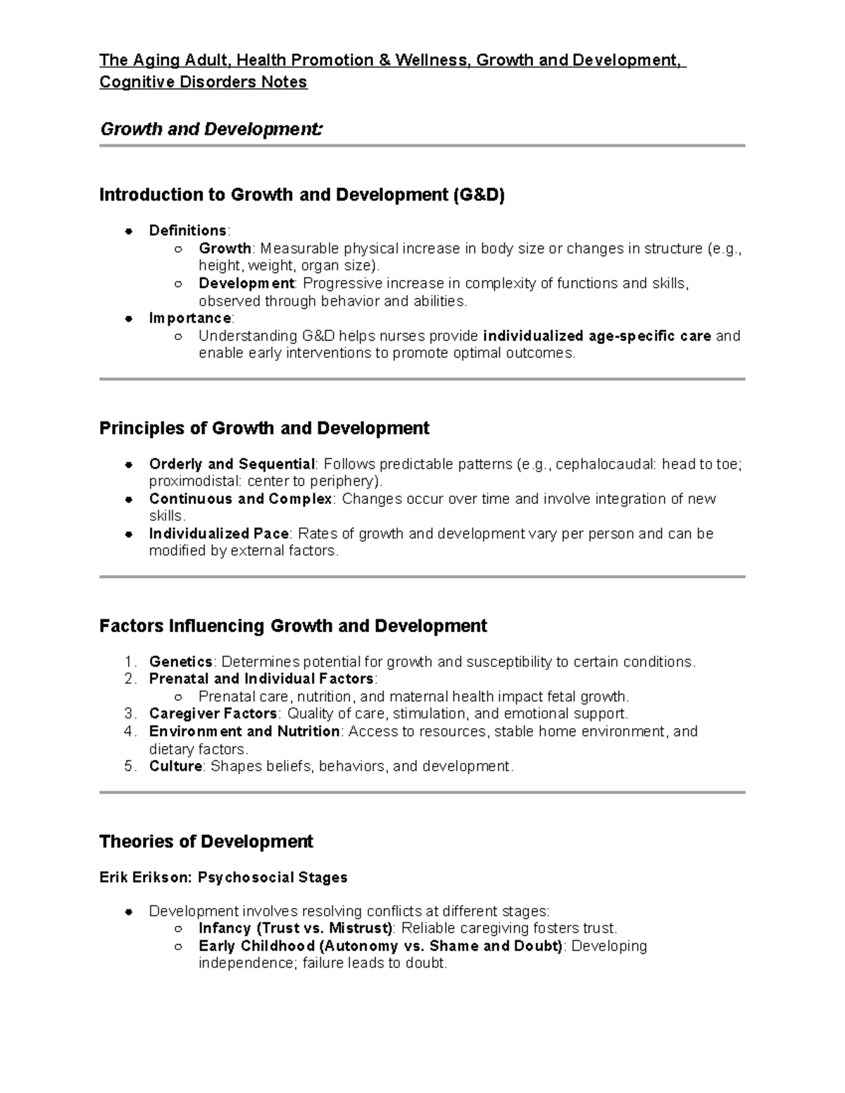 The Aging Adult, Health Promotion & Wellness, Growth and Development ...