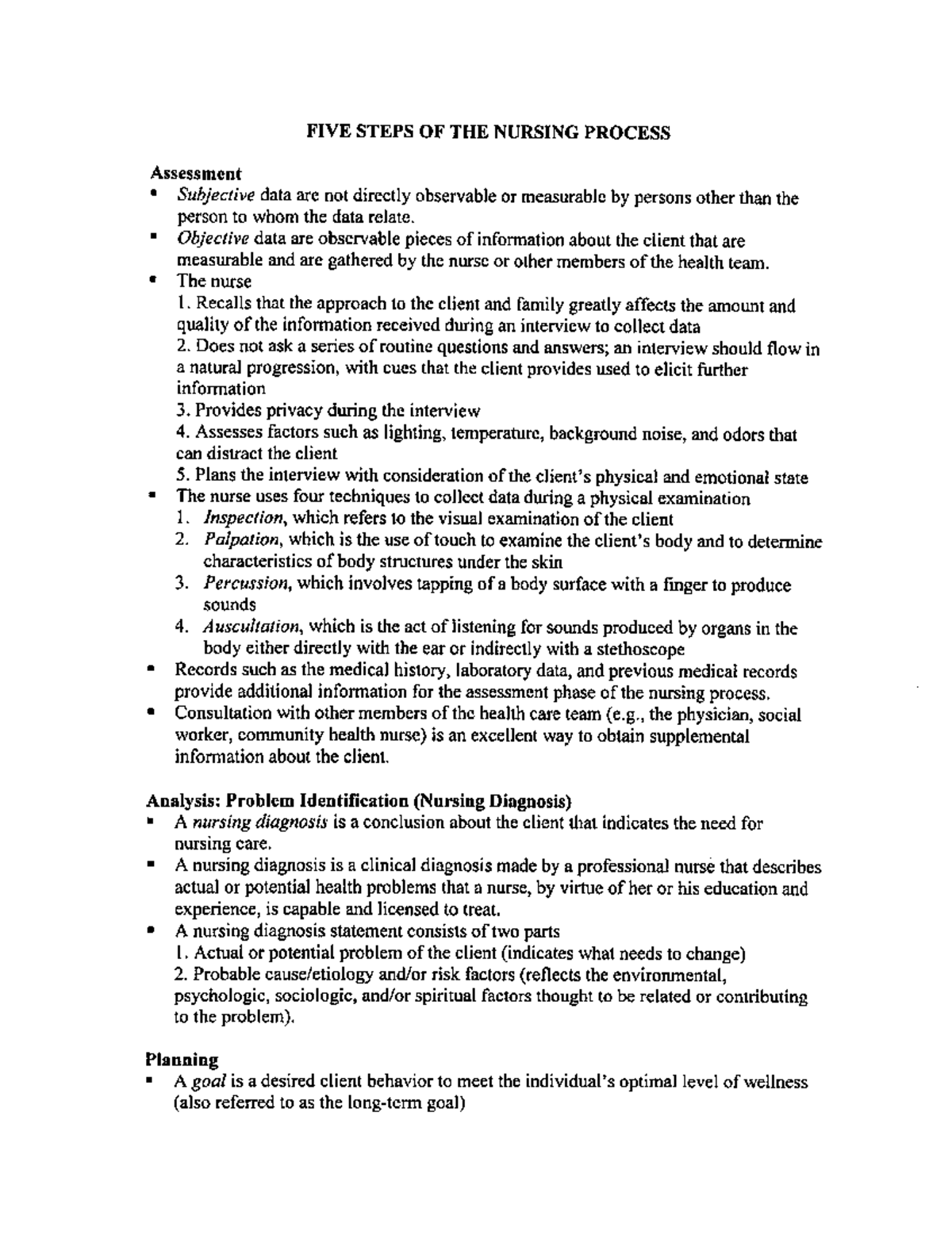 NUR 101: Five Steps of the Nursing Process Explained - Studocu