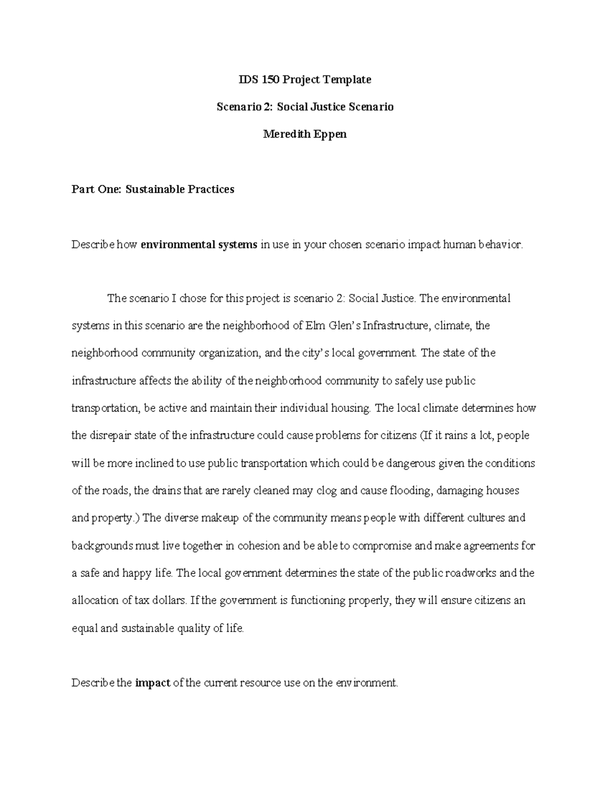 IDS 150 Final Project: Exploring Social Justice and Sustainability ...