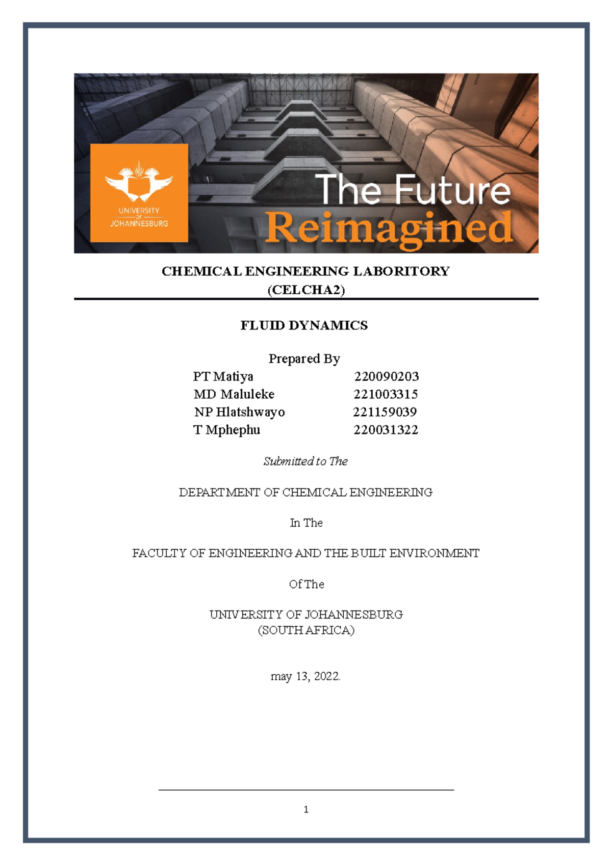 Fluid Mixing - CHEMICAL ENGINEERING LABORITORY (CELCHA2) FLUID DYNAMICS ...