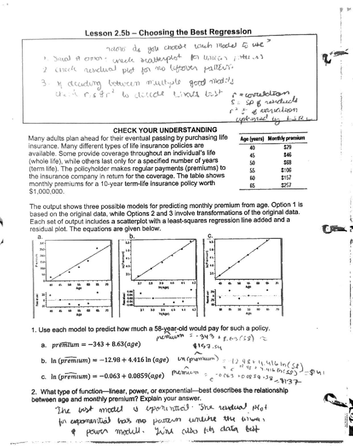 Lesson 2.5b: Choosing the Best Regression Model for Life Insurance ...