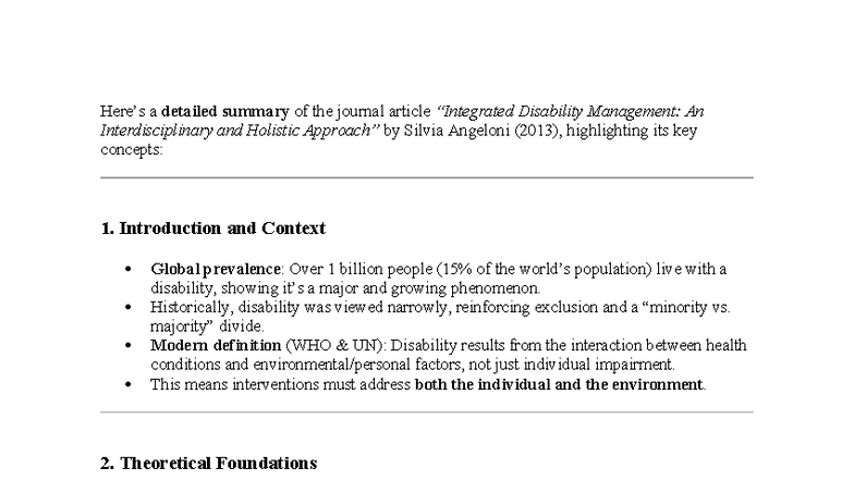 IDM Overview: Key Concepts from Angeloni's 2013 Article Summary - Studocu