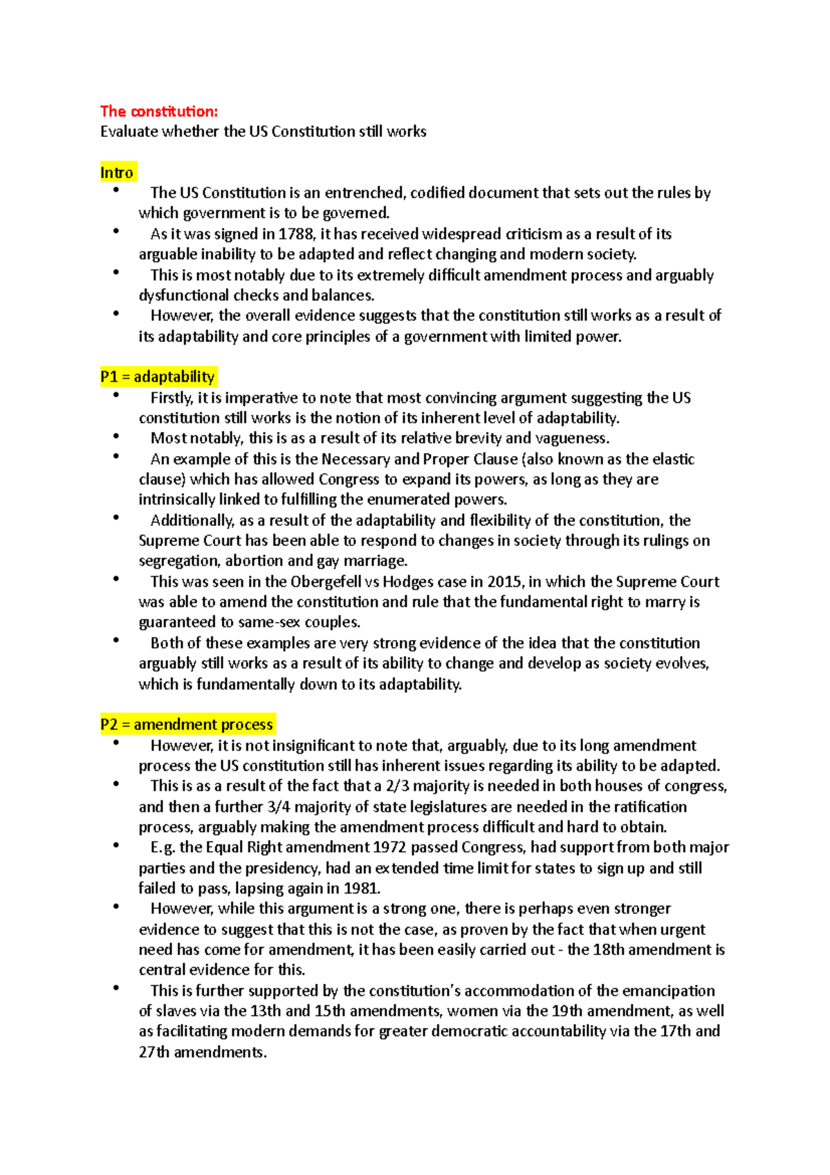 Comparative-Politics Essays with answers - The constitution: Evaluate ...