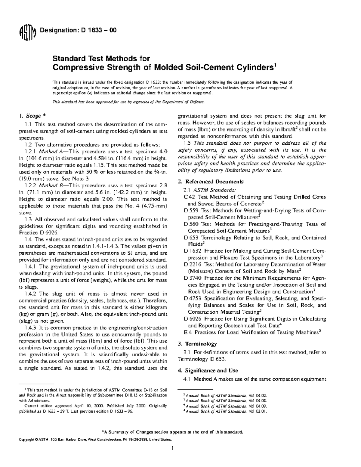 ASTM D1633 - Standard Test Methods for Compressive Strength of Molded ...