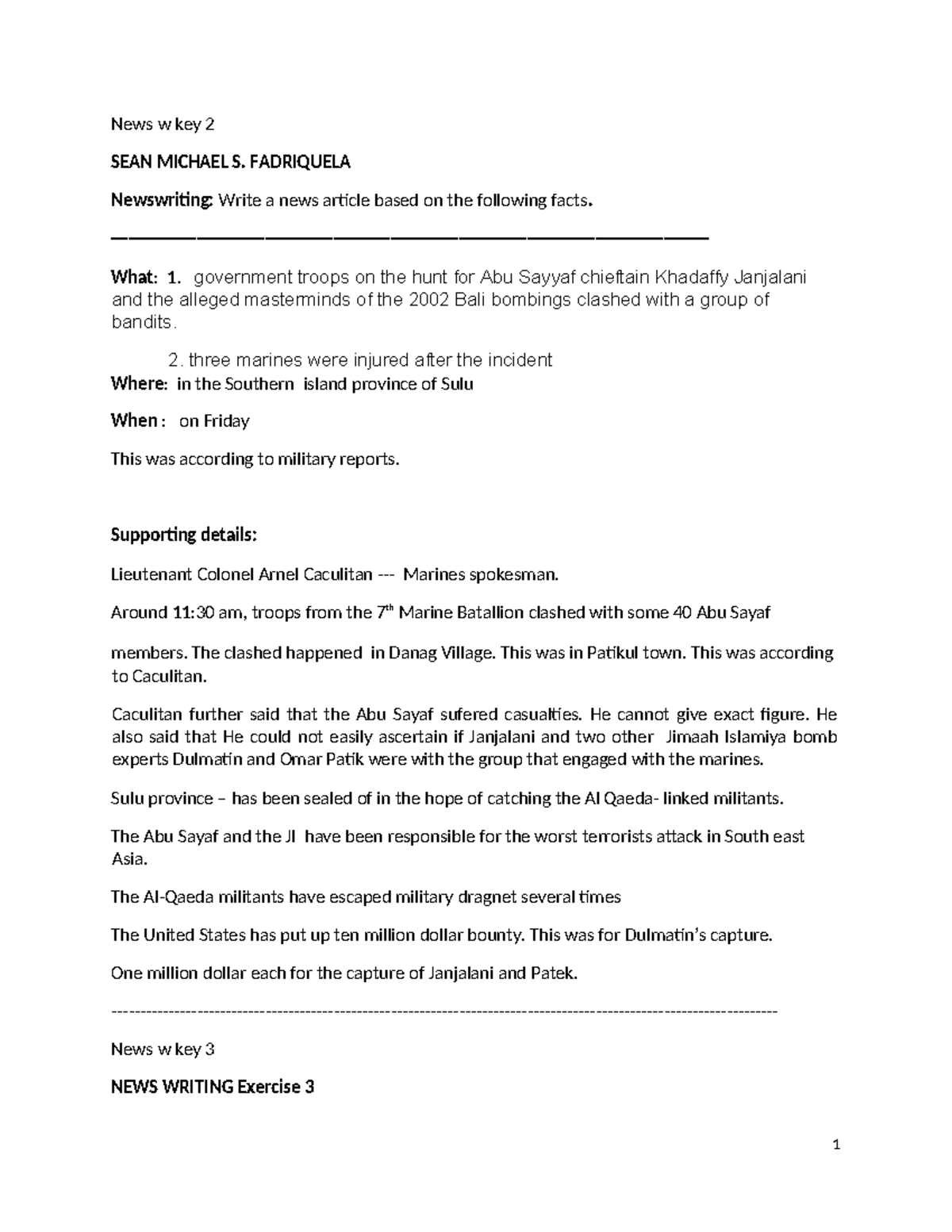 News Writing Exercises: Engaging Articles and Key Facts - Studocu
