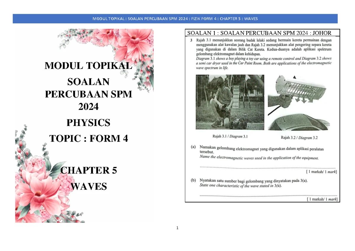 FIZIK FORM 5: MODUL TOPIKAL SOALAN PERCUBAAN SPM 2024 CHAPTER 7 - Studocu