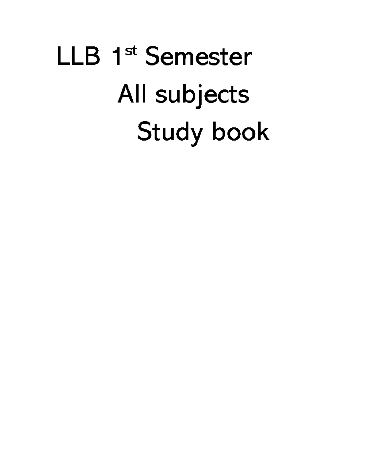 LLB 1st Sem Comprehensive Study Guide on Law of Torts - Studocu